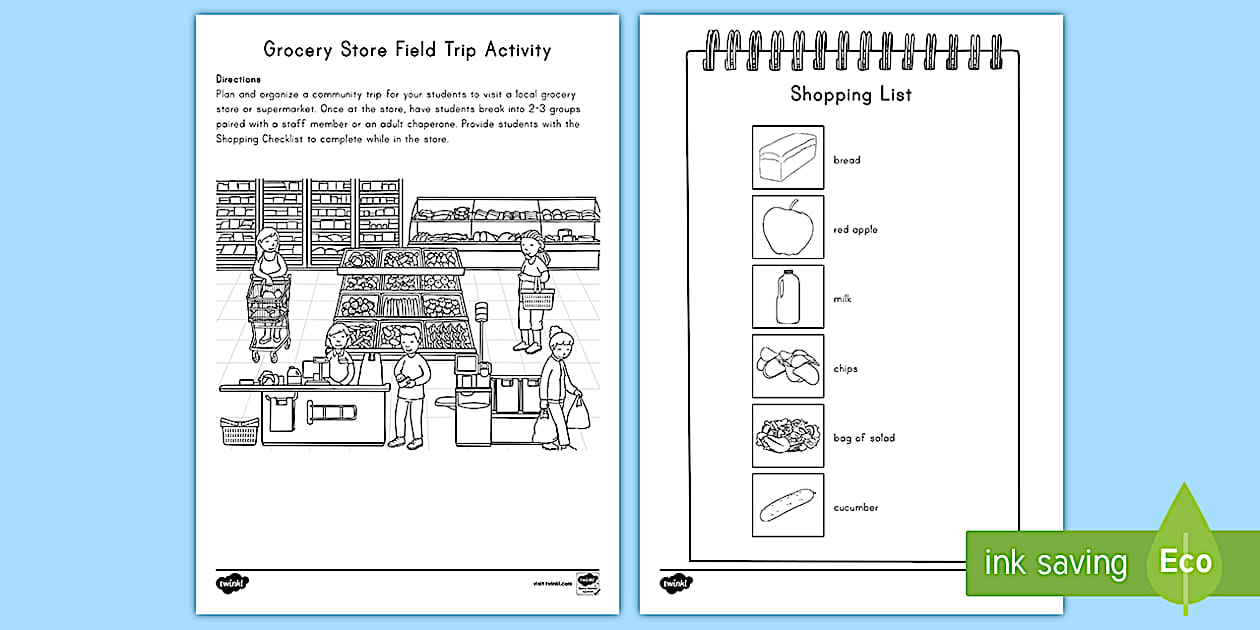 Grocery Store Field Trip Worksheet - Twinkl