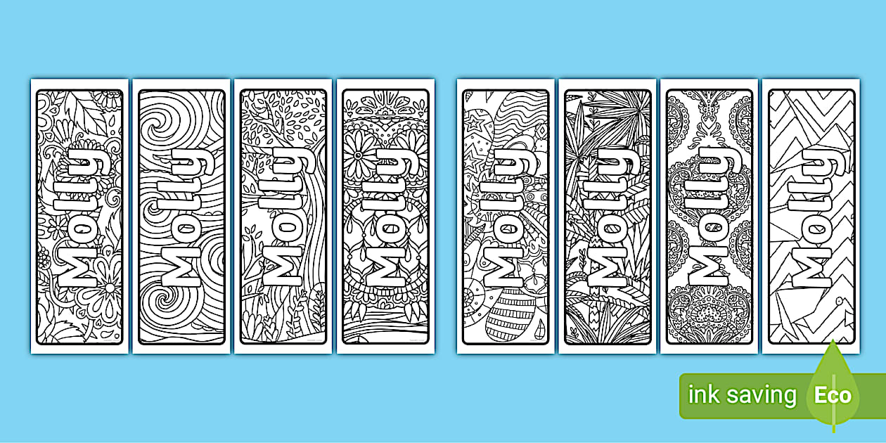 Molly Mindfulness Name Colouring Bookmarks | Twinkl | KS1