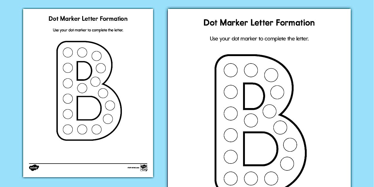 Uppercase Letter B: Dot Marker Letter Formation Worksheet