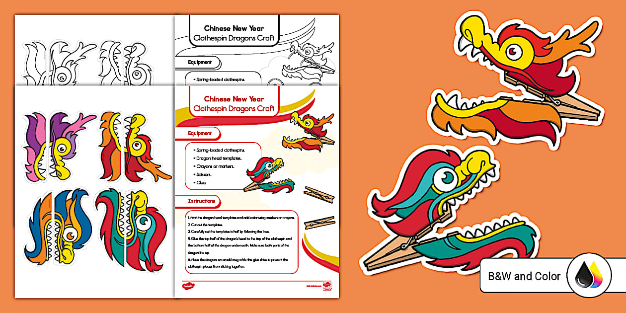 Chinese New Year Clothespin Dragons Craft (Teacher-Made)