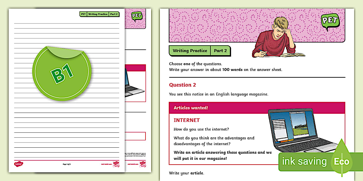 ESL B1 PET Writing Part 2 Practice (4) (Teacher-Made)