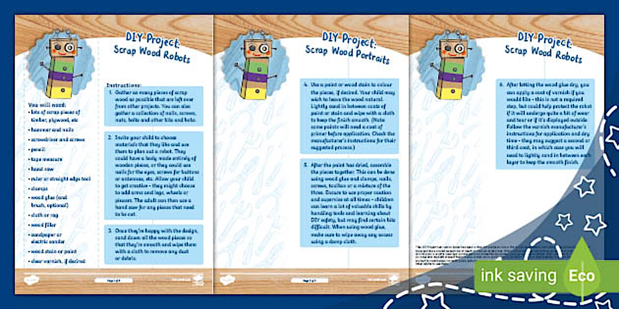 DIY Project: Scrap Wood Robots (teacher made) - Twinkl