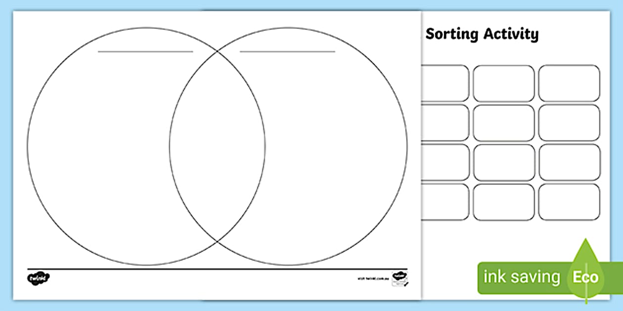 Editable Blank Venn Diagram Sorting Activity - Twinkl