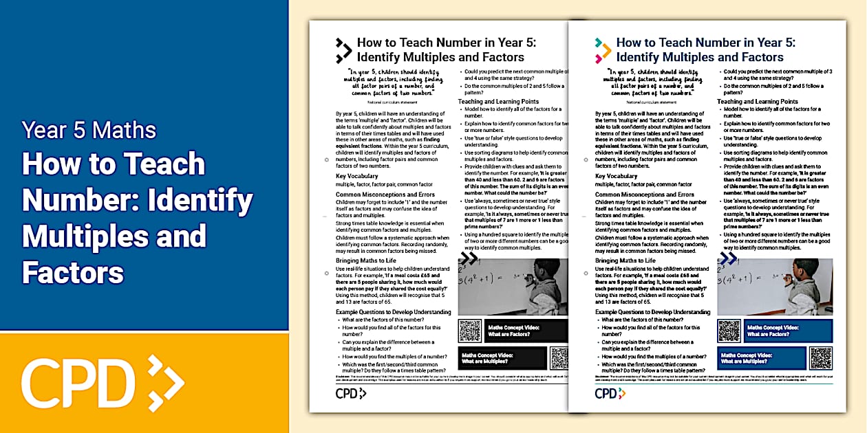 How to Teach Number in Year 5: Identify Multiples and Factors