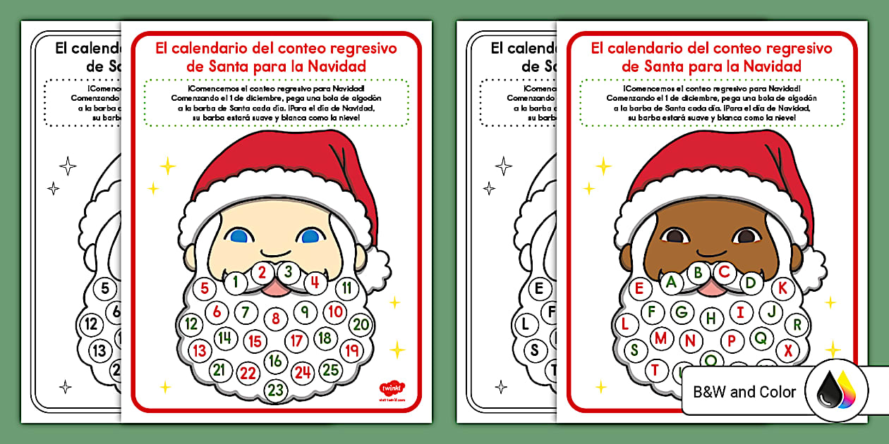 Actividad: El calendario del conteo regresivo de Santa para Navidad