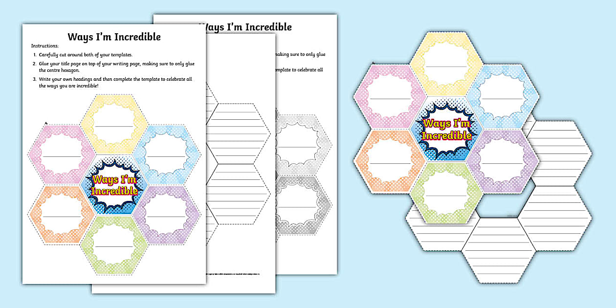 You're Incredible Hexagon Writing Template (teacher made)