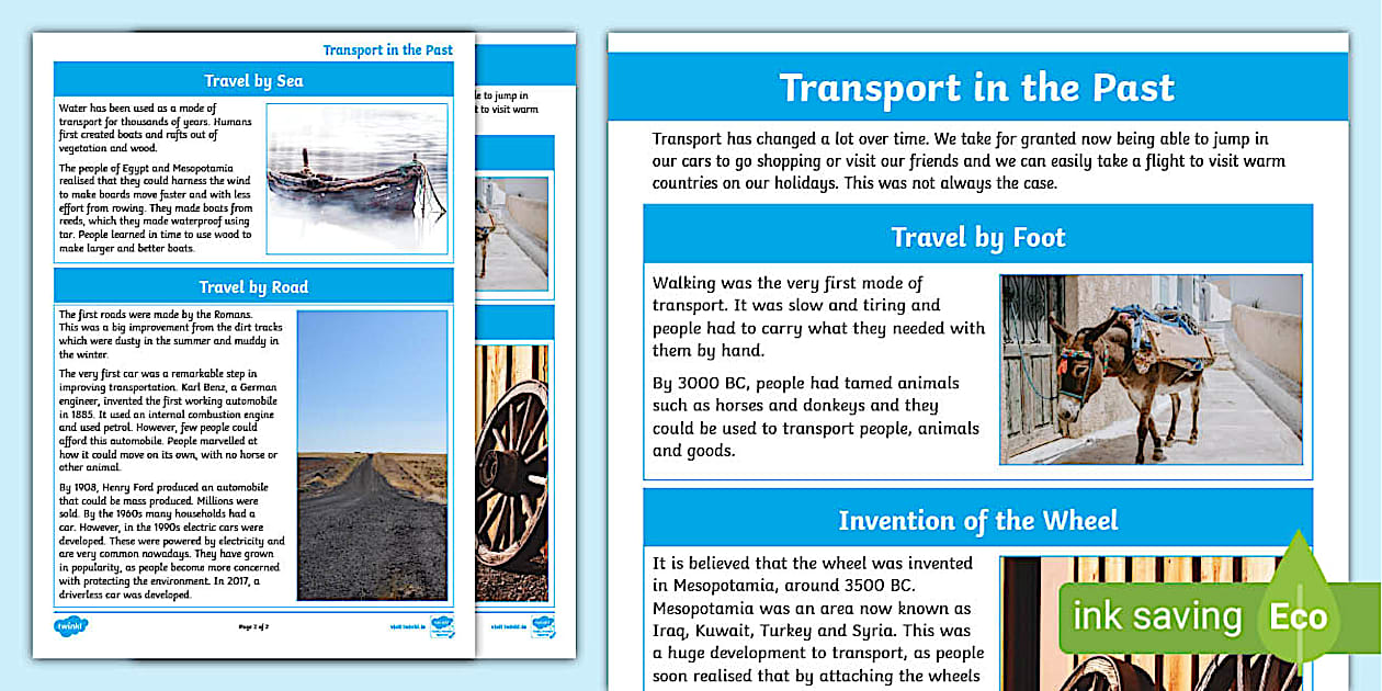Timeline of Transport in the Past Fact File - Twinkl