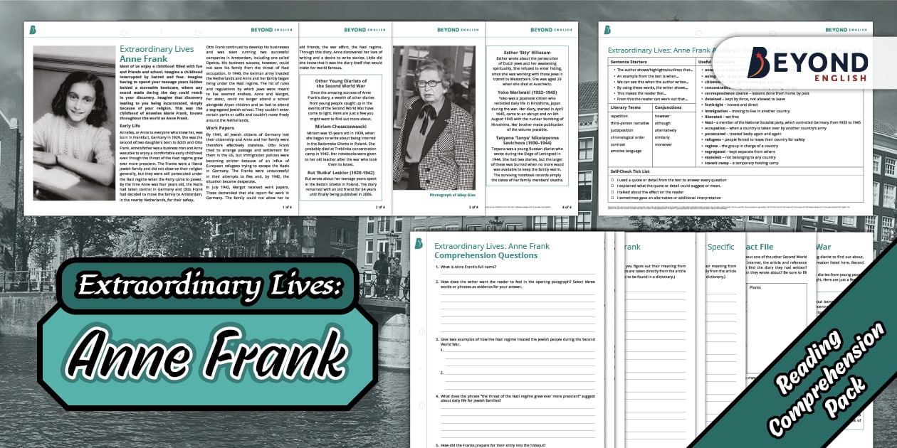 Extraordinary Lives: Anne Frank Reading Comprehension