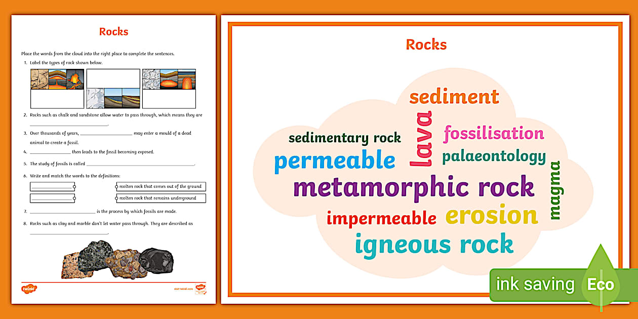 Y3 Rocks Science Vocabulary Cloud and Retrieval Questions