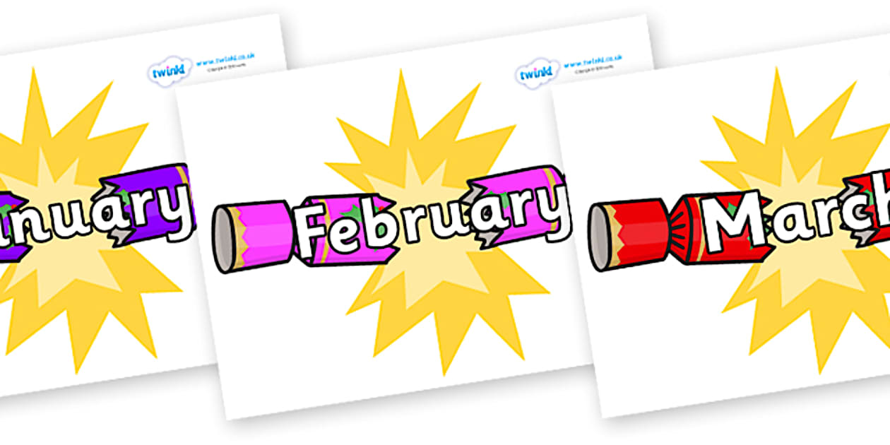 Precursive Months of the Year on Christmas Crackers (Cracking)