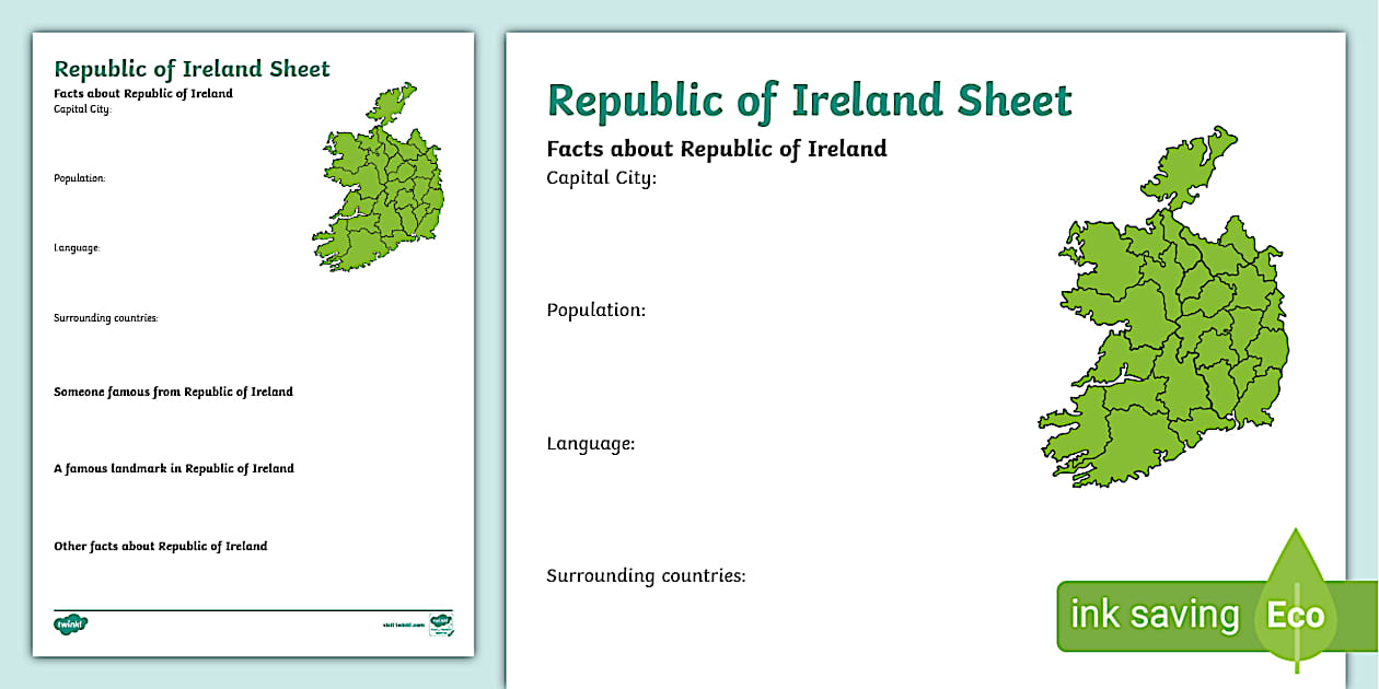 Republic of Ireland Factsheet Writing Template - Twinkl