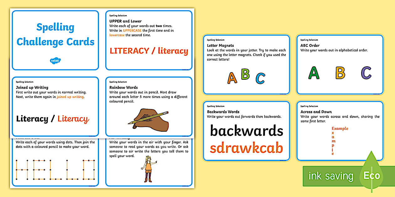 Editable Spelling Classroom Activities Challenge Cards
