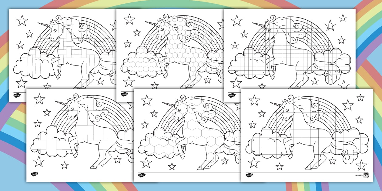 Unicorn Mosaic Colouring Sheet (teacher made) - Twinkl