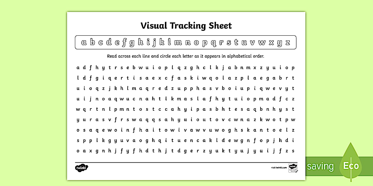 Visual Tracking Worksheet / Worksheet - Twinkl