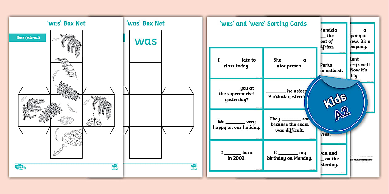 Was or Were? Cards and Boxes Sorting Activity (teacher made)