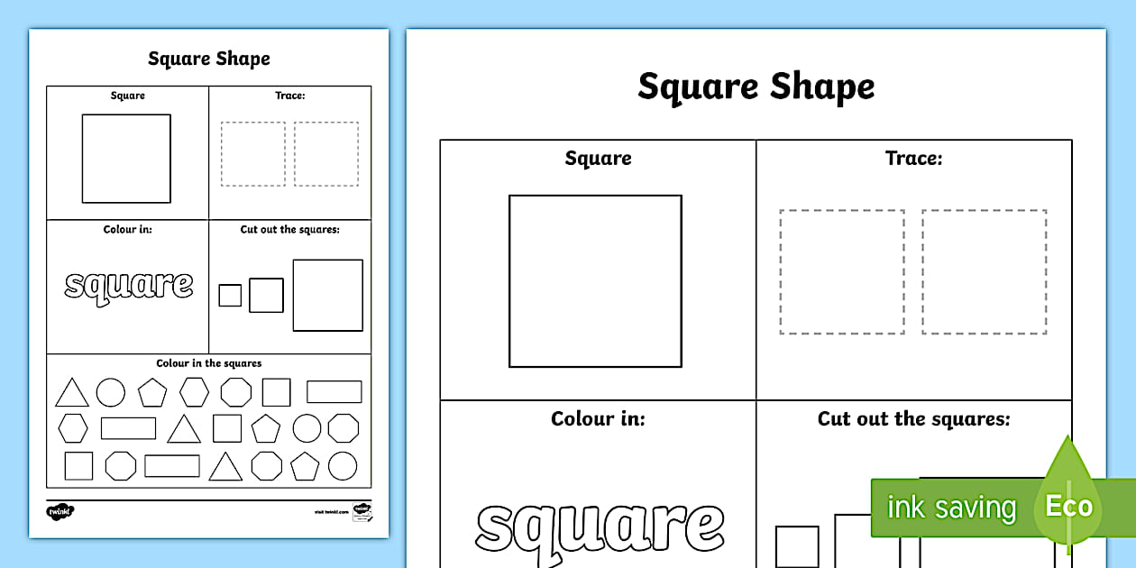 Square Shape Worksheet (teacher made) - Twinkl