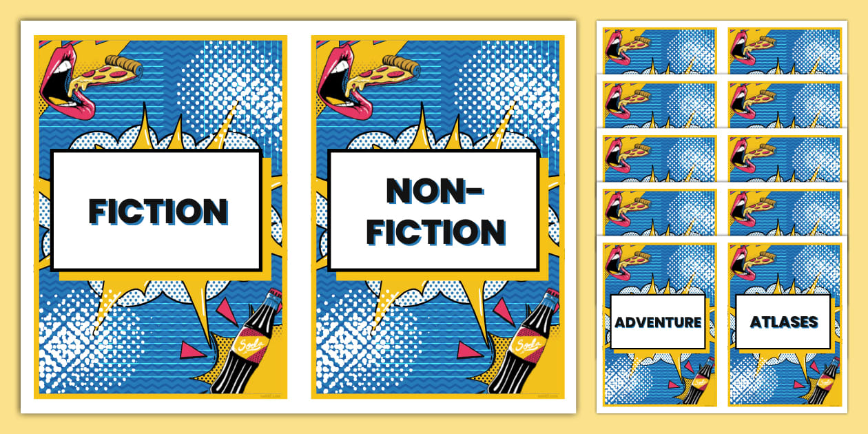 Pop Art Themed Book Genre Display Labels - Twinkl