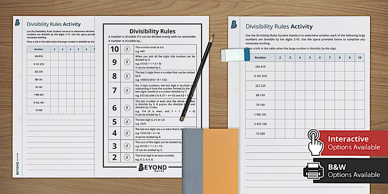FREE! - Divisibility Rules Activity (Teacher-Made) - Twinkl