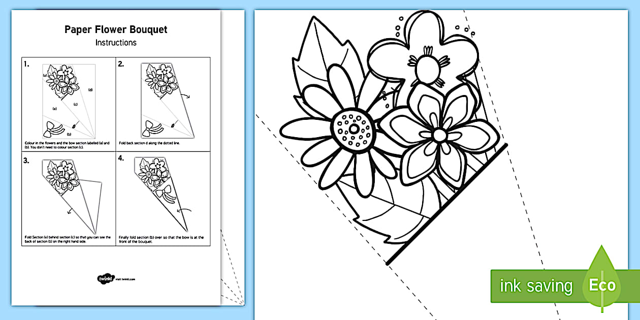 Paper Flower Bouquet Colouring Activity - Paper Flower Bouquet Colouring