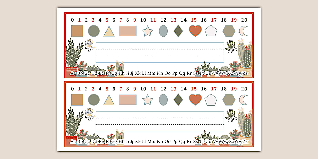 Succulents-Themed Number, Shape and Alphabet Strip - Twinkl