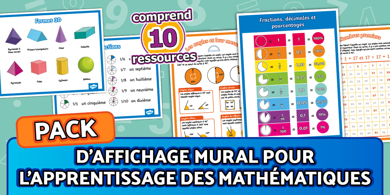Math Learning Wall Display Pack French