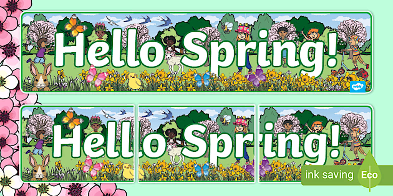 Hello Spring Display Banner | Primary Resources - Twinkl