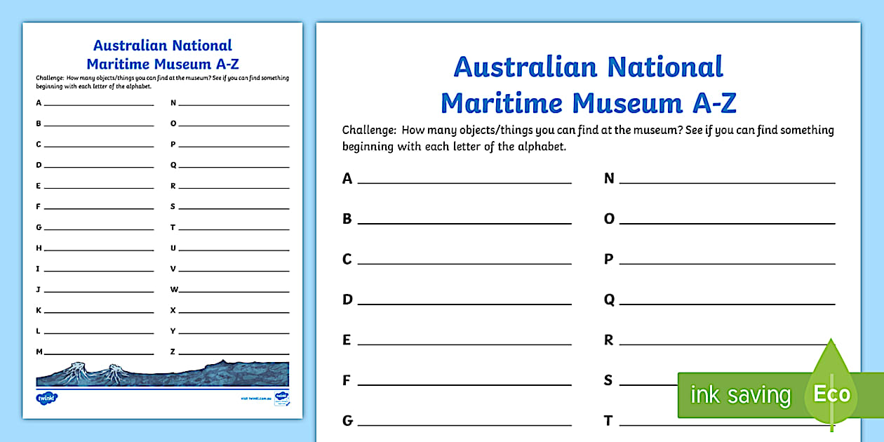 A-Z Australian Maritime Museum Worksheet | Twinkl