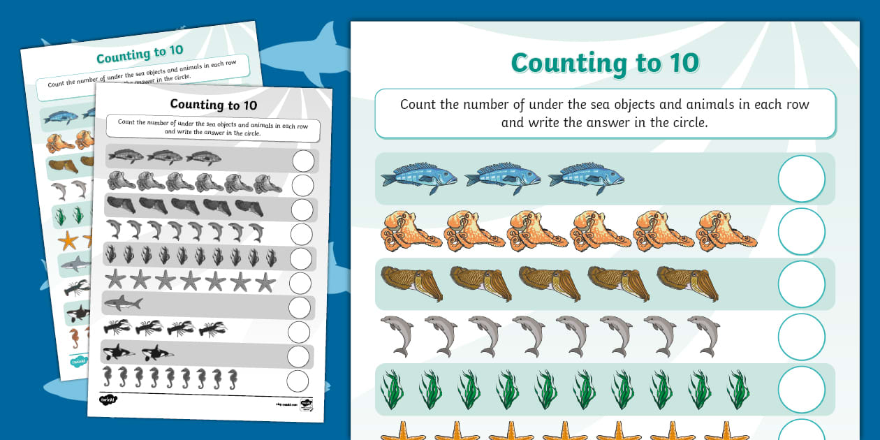 👉 Under the Sea Counting to 10 Worksheet - Twinkl