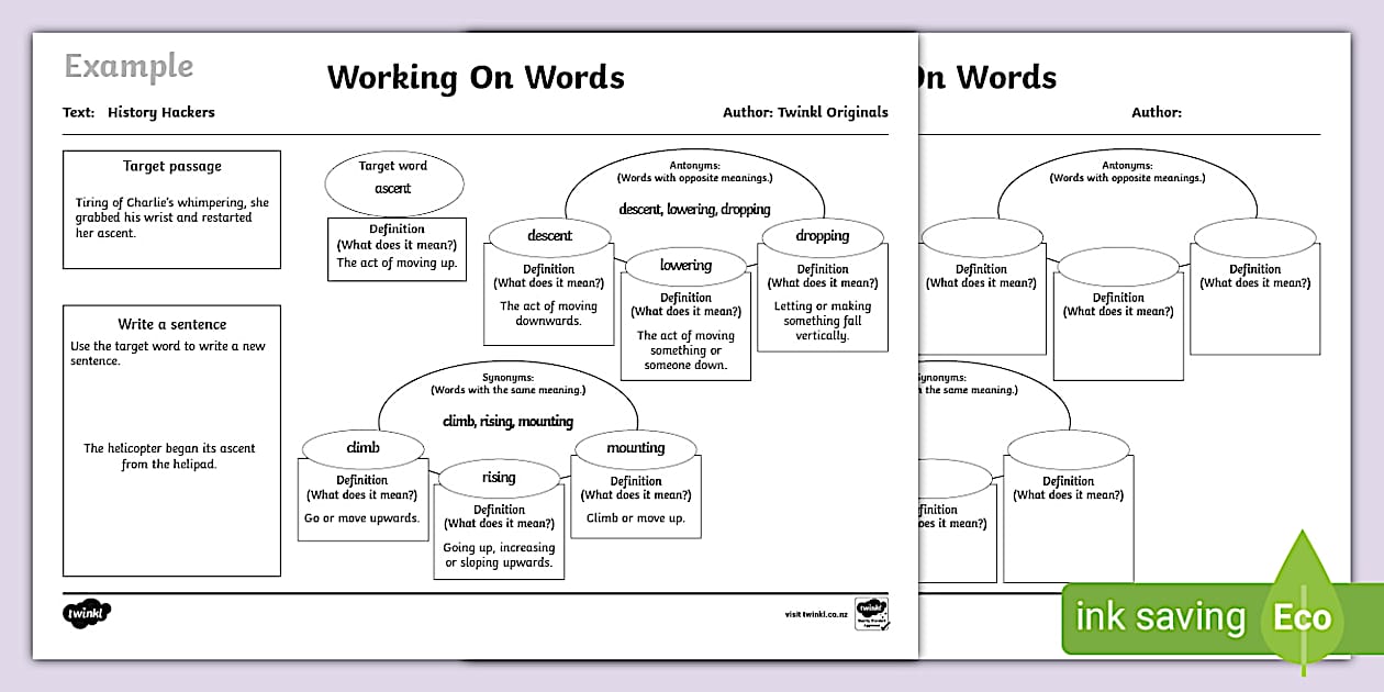 Working on Words Worksheet (teacher made) - Twinkl