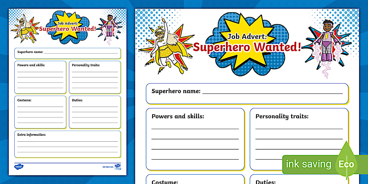 Superhero Job Advert (teacher made) - Twinkl