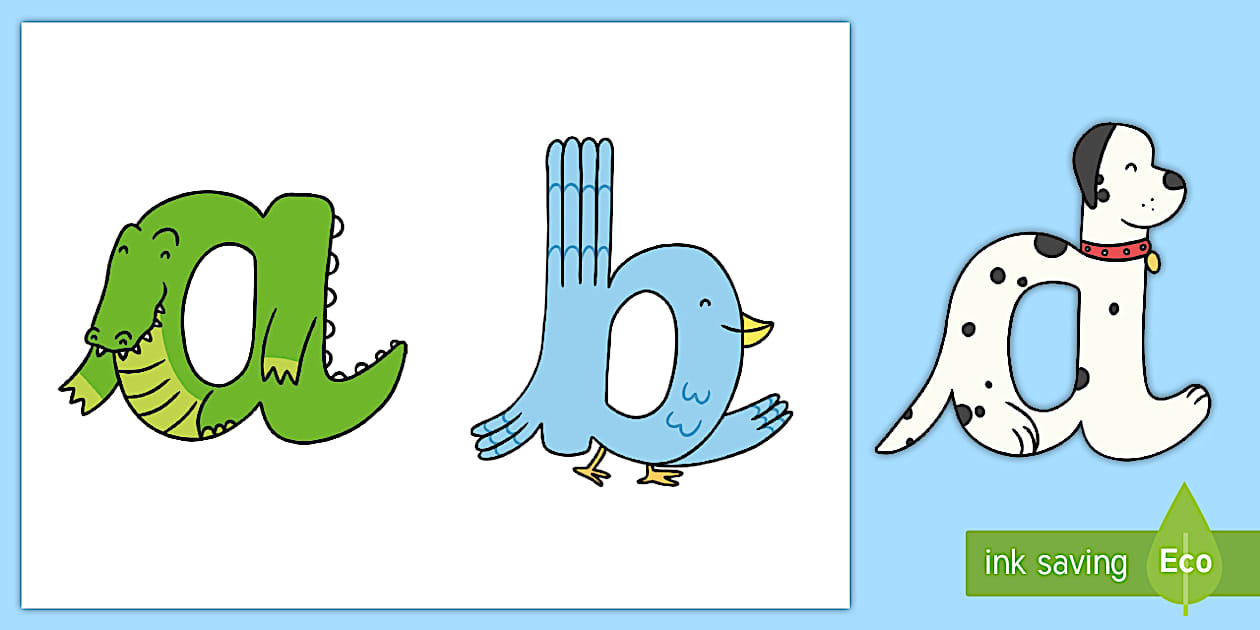 Lower Case Continuous Cursive Animal Alphabet Display Lettering - Lower ...