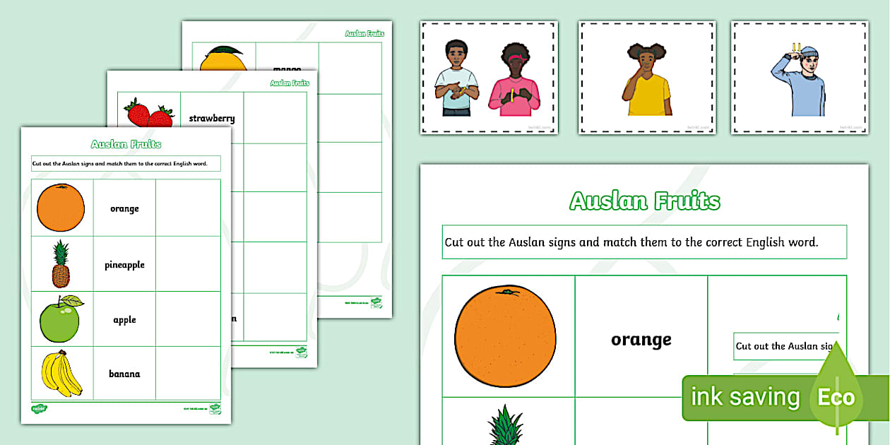 Auslan Fruits Cut and Paste