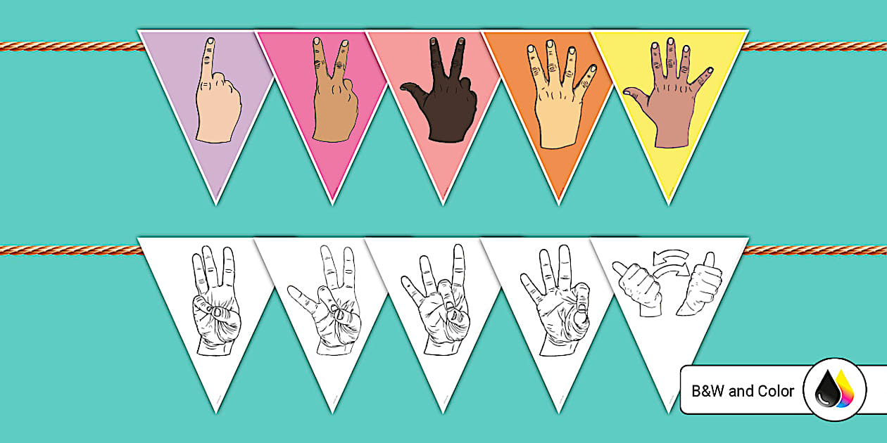 ASL Numbers 1-10 Bunting (teacher made) - Twinkl