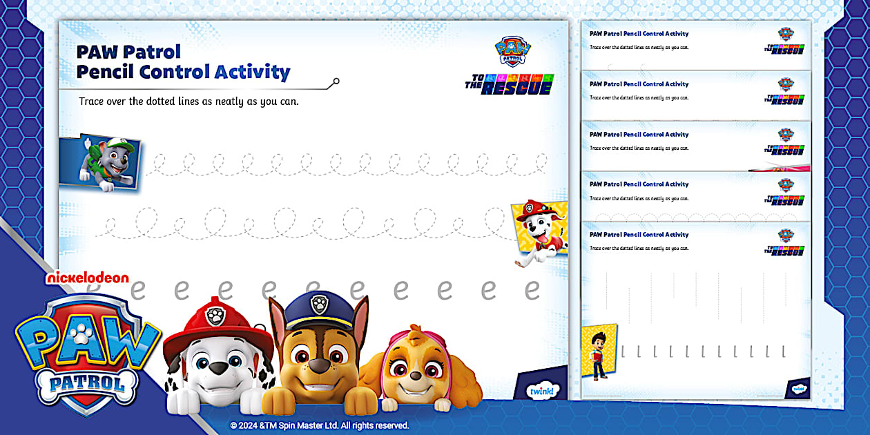 FREE PAW Patrol: Pencil Control Worksheets - Twinkl