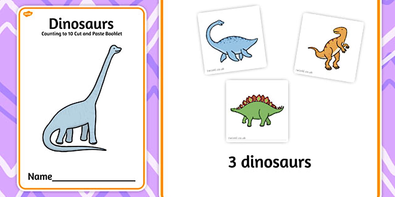 Dinosaurs Counting to 10 Cut and Paste Booklet - Twinkl