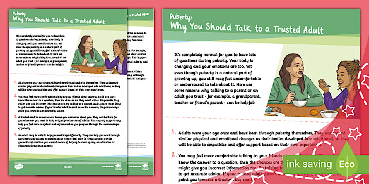 Puberty: Why You Should Talk to a Trusted Adult - Twinkl