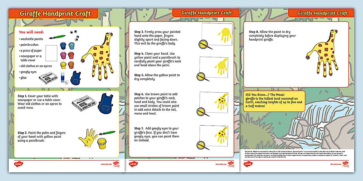 Handprint Giraffe Craft Instructions (Teacher-Made) - Twinkl