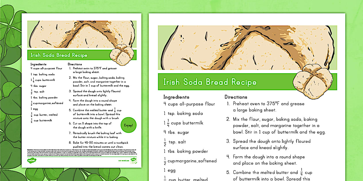 Irish Soda Bread Worksheet Recipe | Recipe | Twinkl - Twinkl