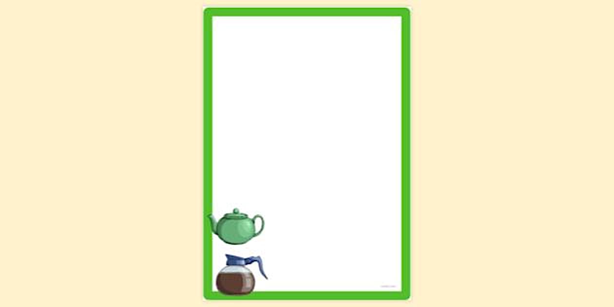 Simple Blank Teapot and Coffee Pot Page Border | Page Borders | Twinkl