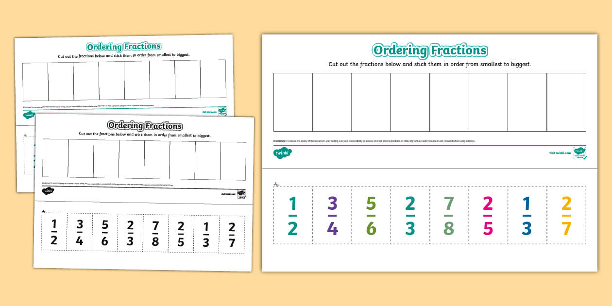 👉 Ordering Fractions Worksheet (Hecho por educadores)