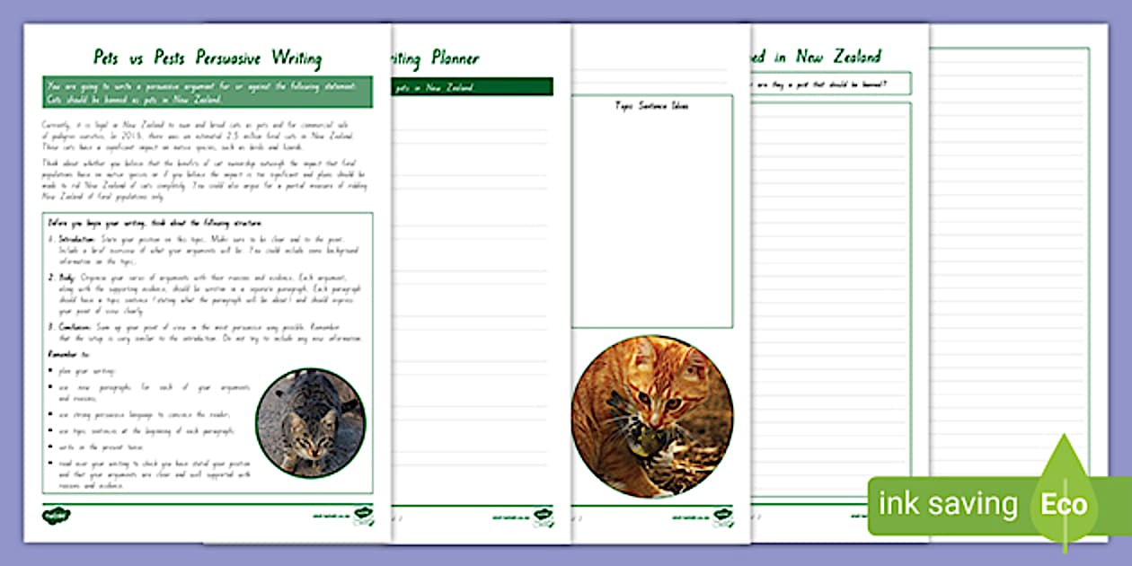 Pet vs Pest Persuasive Writing Activity (teacher made)