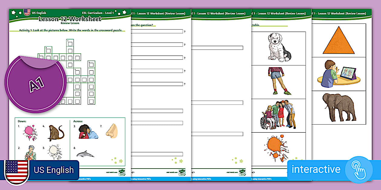 ESL Curriculum (US-English) Level 1, Lesson 12 Interactive Worksheet