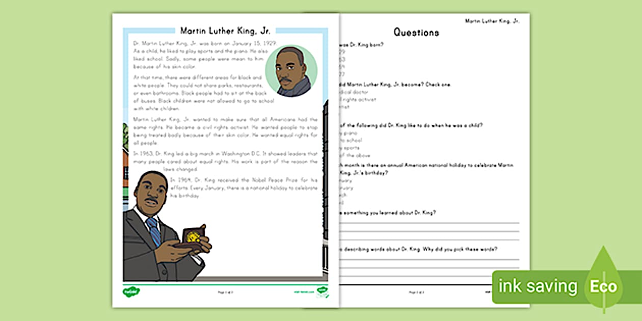 Martin Luther King Reading Comprehension | Twinkl USA