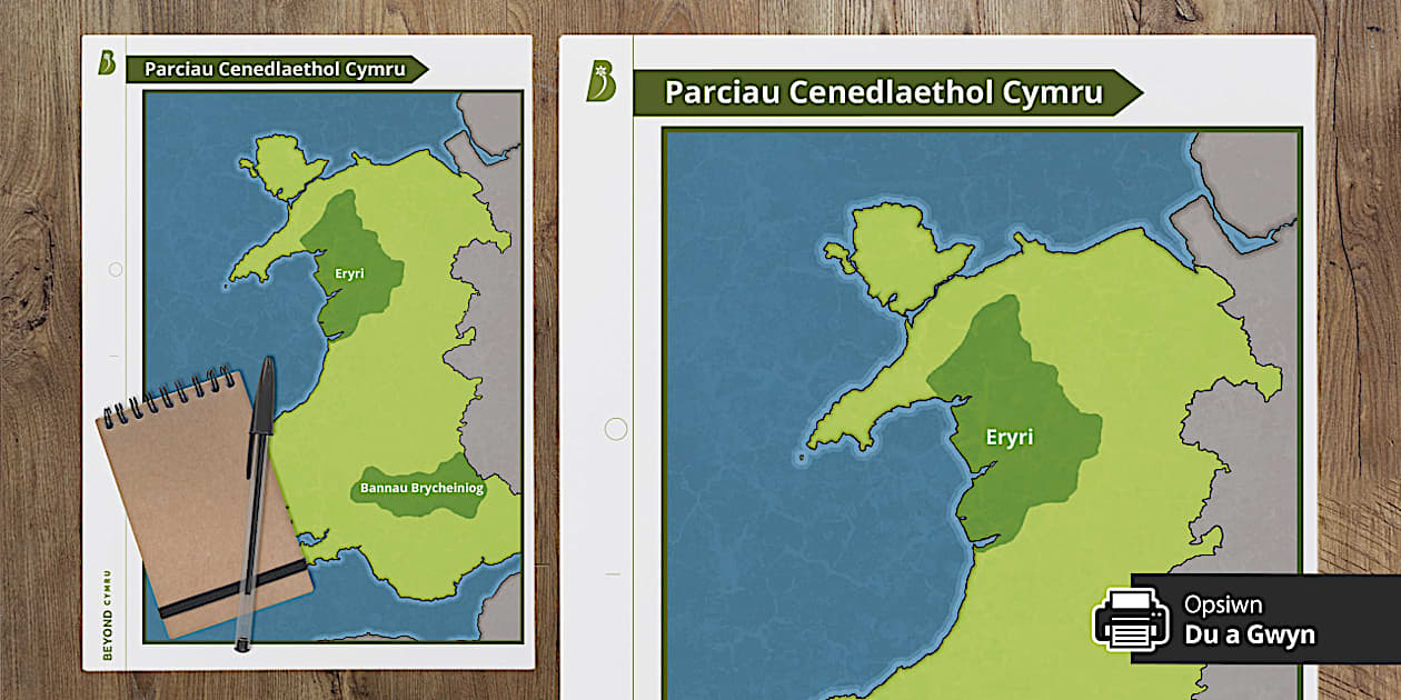 Map Parciau Cenedlaethol Cymru (professor feito) - Twinkl