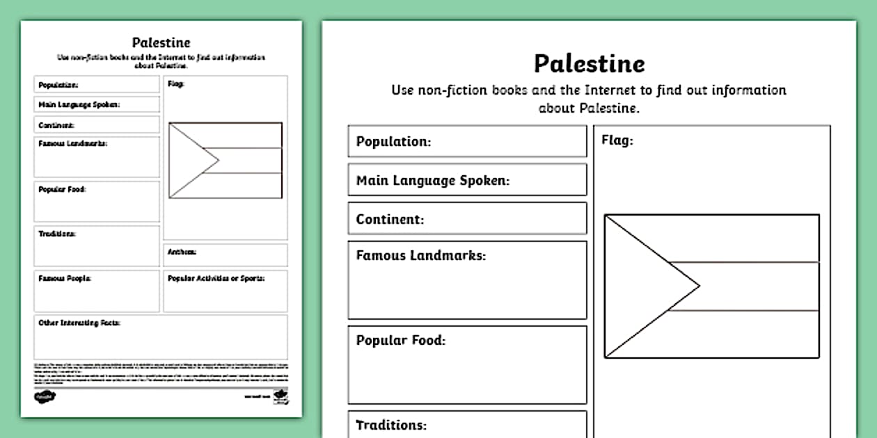 Palestine Fact File Writing Template (teacher made) - Twinkl