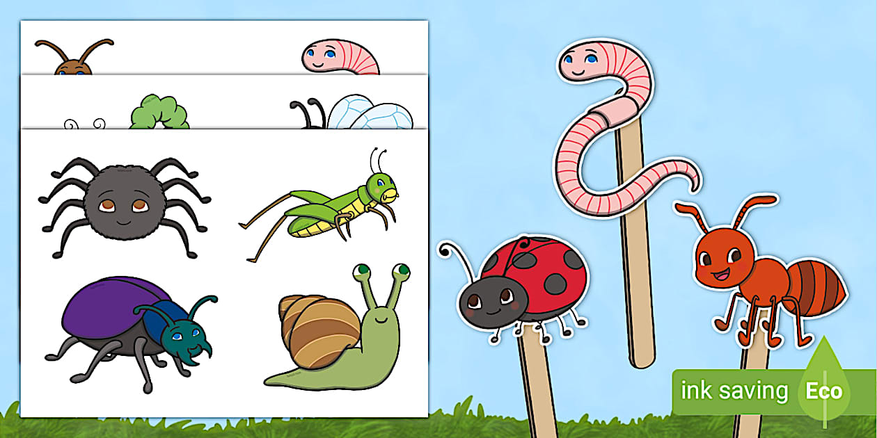 Minibeast Stick Puppets (teacher made) - Twinkl