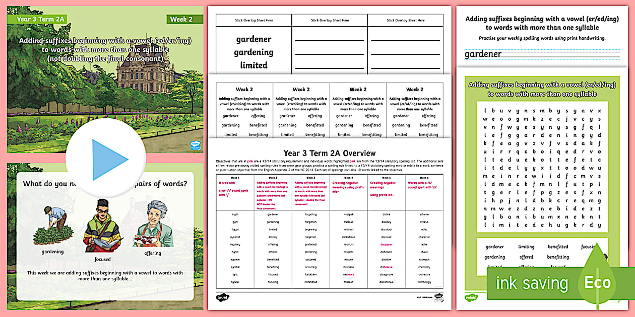 Year 3 Term 2A Week 2 Spelling Pack (teacher made) - Twinkl
