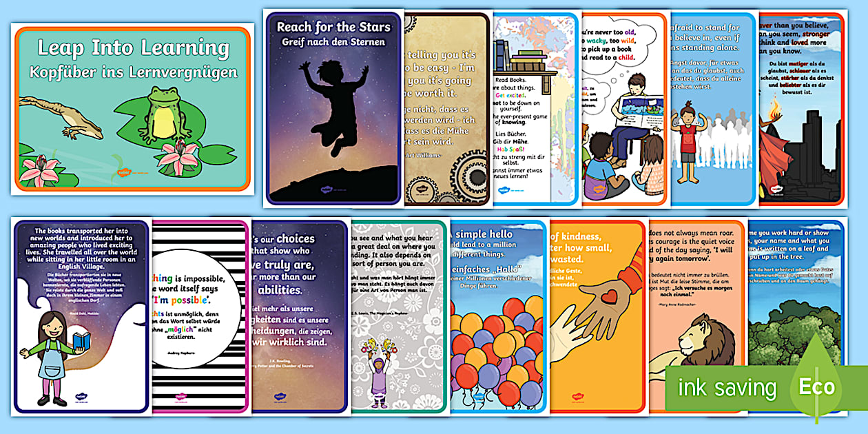 Motivational Posters Display Pack English/German - Twinkl