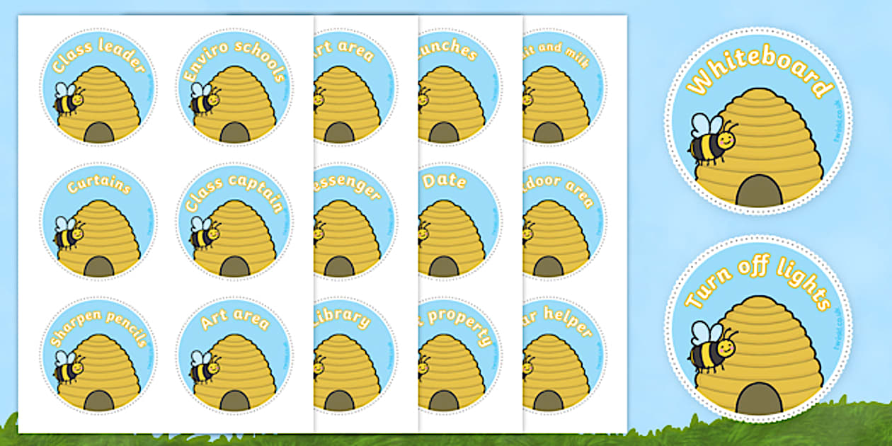 Busy Bee Classroom Helper Labels (teacher made) - Twinkl