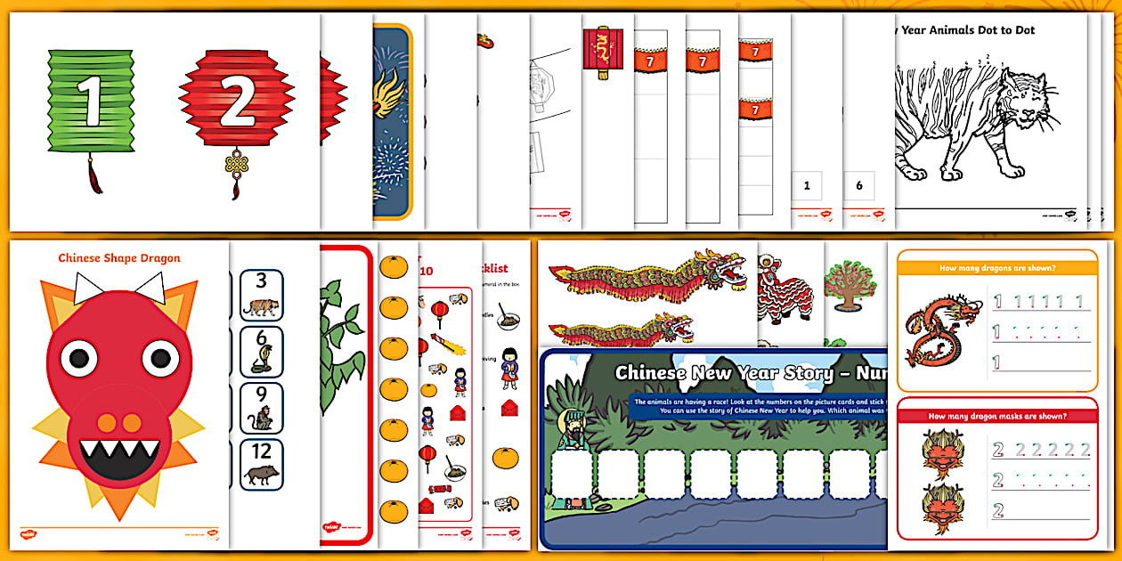 Chinese New Year Maths Activities EYFS Resource Pack